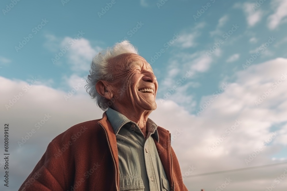 Medium shot portrait photography of a pleased 100-year-old elderly man ...