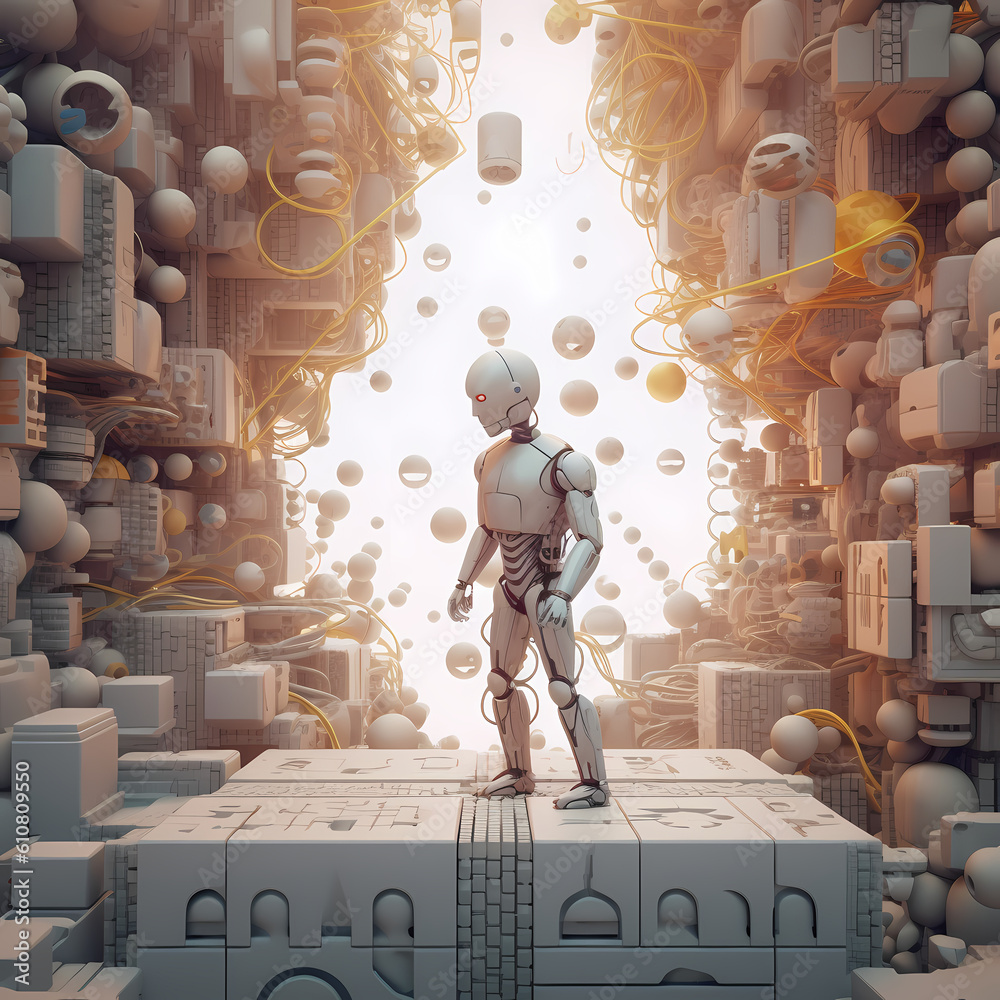 3D Render Artificial intelligence visualization, AI, KI, future, robot ...