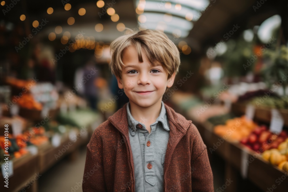 Medium shot portrait photography of a pleased child male that is ...