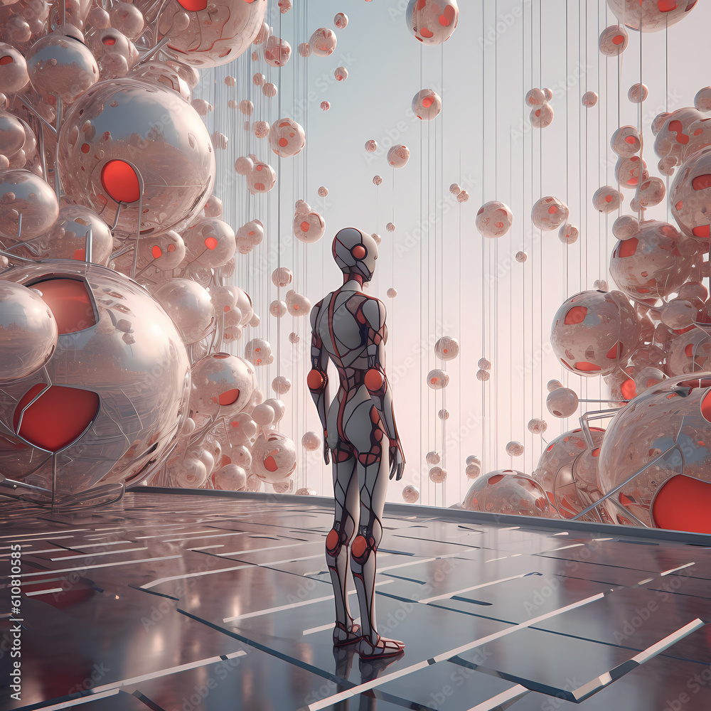 3D Render Artificial intelligence visualization, AI, KI, future, robot ...