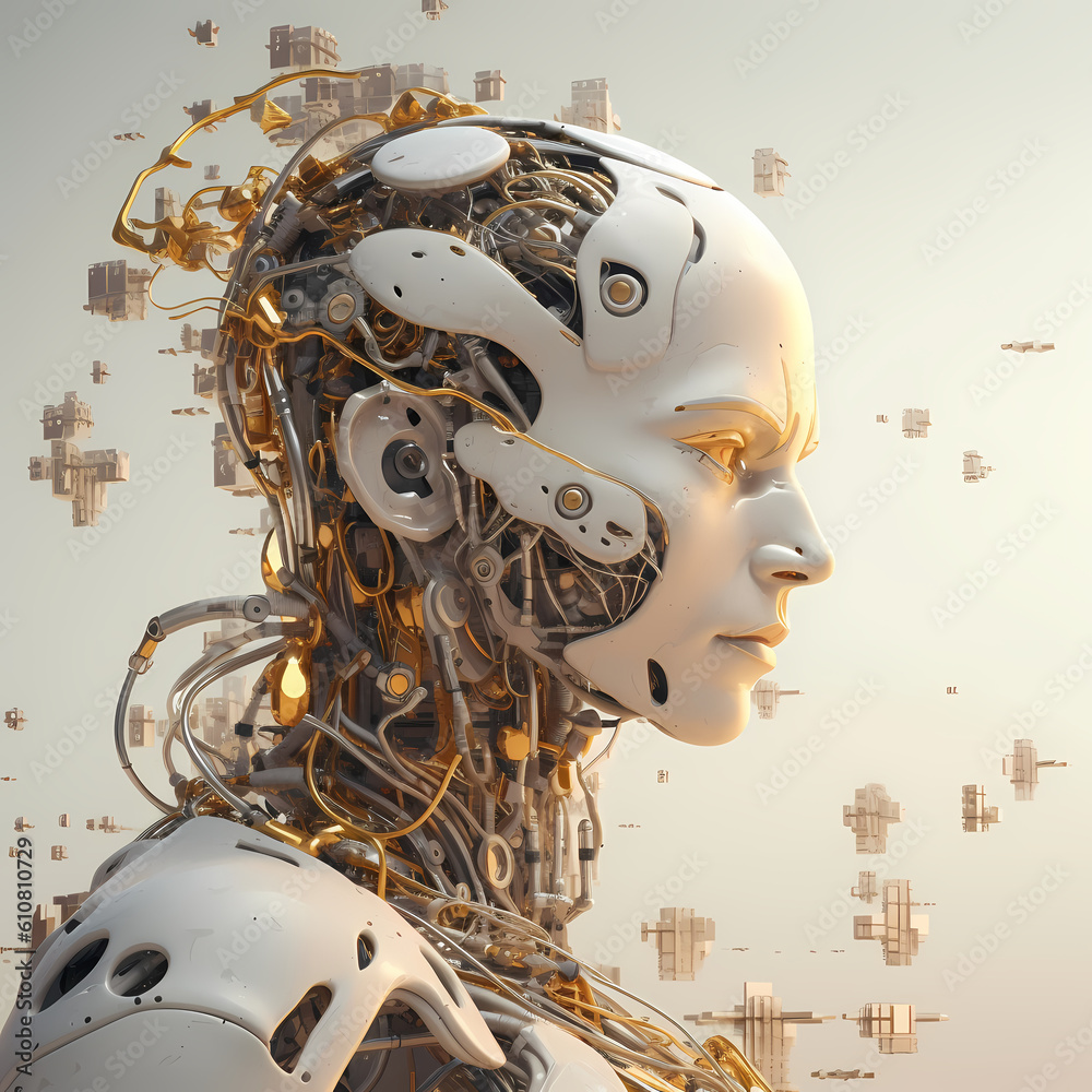 3D Render Artificial intelligence visualization, AI, KI, future, robot ...