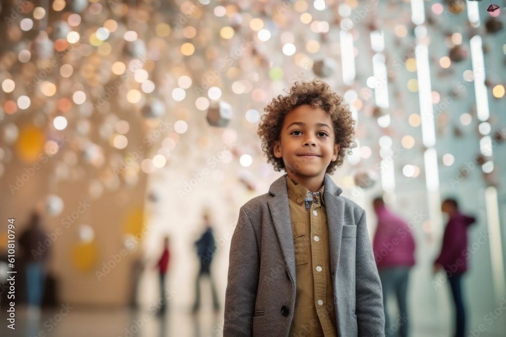 Medium shot portrait photography of a pleased child male that is ...