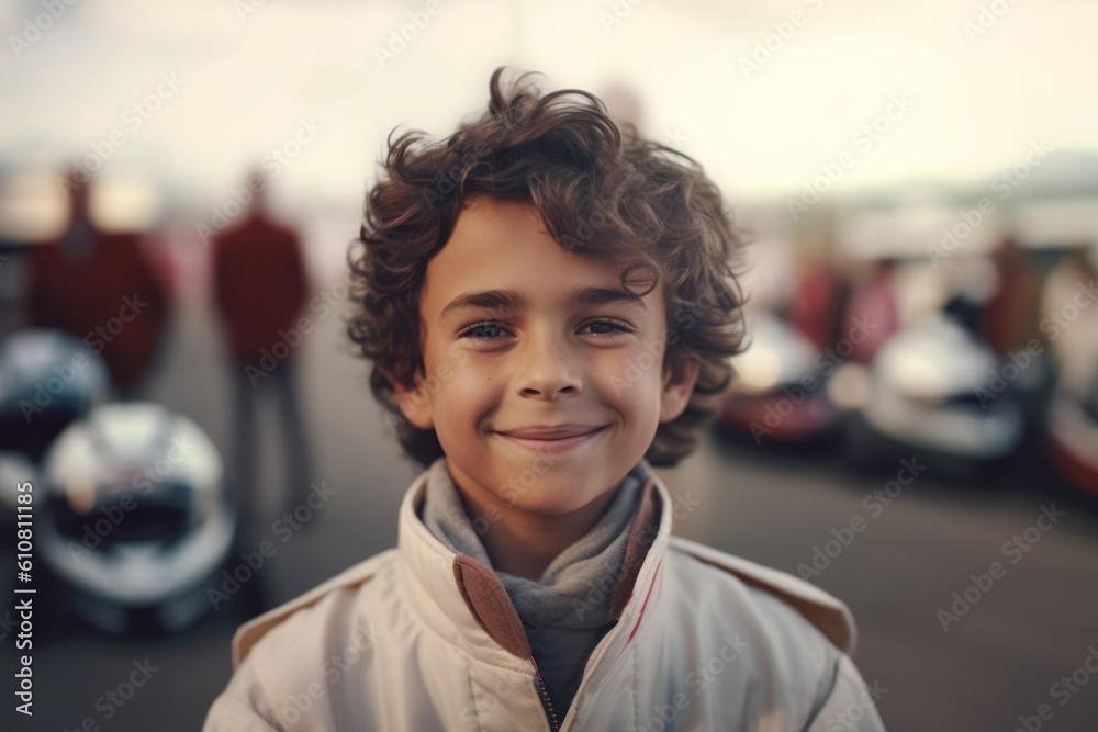 Medium shot portrait photography of a pleased child male that is ...
