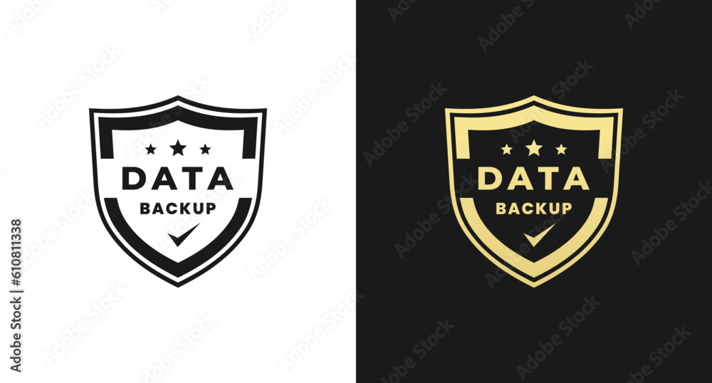 Data backup label or Data backup badge vector isolated in Flat Style ...