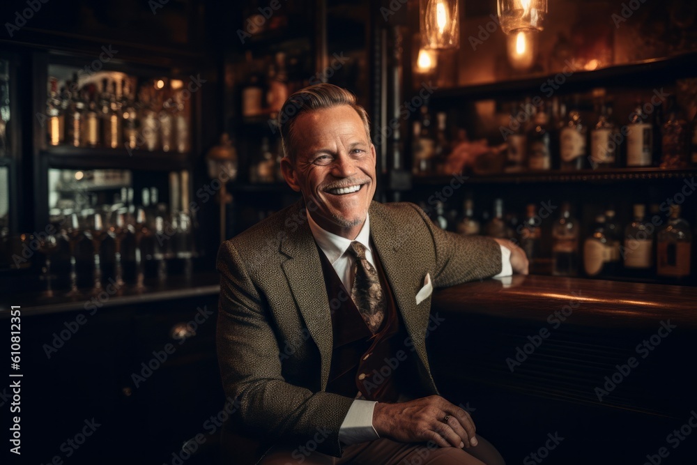 Medium shot portrait photography of a grinning man in his 50s that is ...