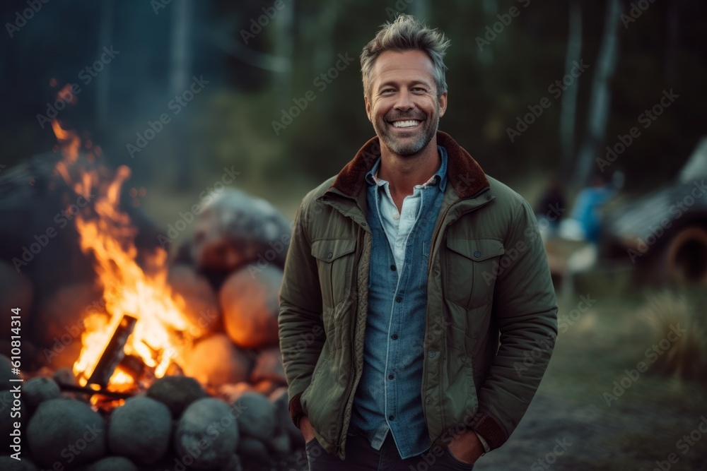 Medium shot portrait photography of a satisfied man in his 40s that is ...