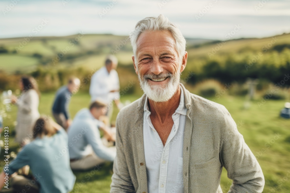 Medium shot portrait photography of a satisfied man in his 60s that is ...