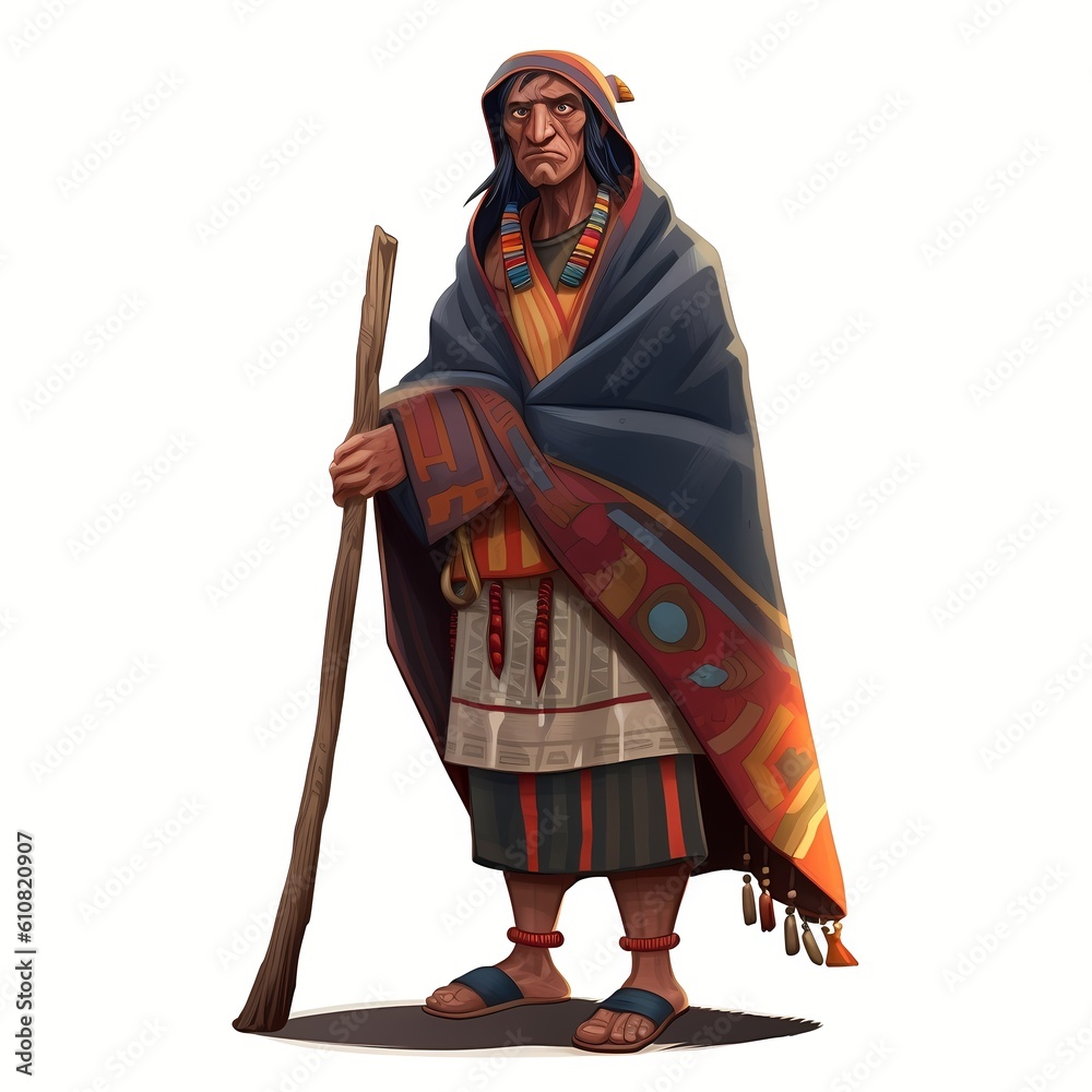Generative AI Clipart of Indigenous Inca man, wearing simple robes ...