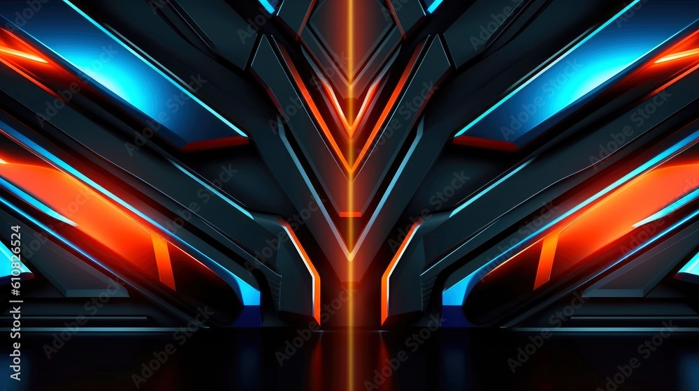 Abstract futuristic background with modern shape. sci fi neon glowing ...