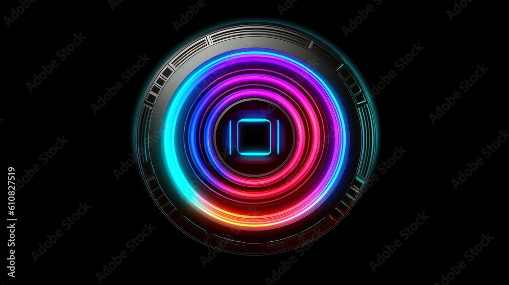 HUD round frames and borders, aim control and digital interface, button ...