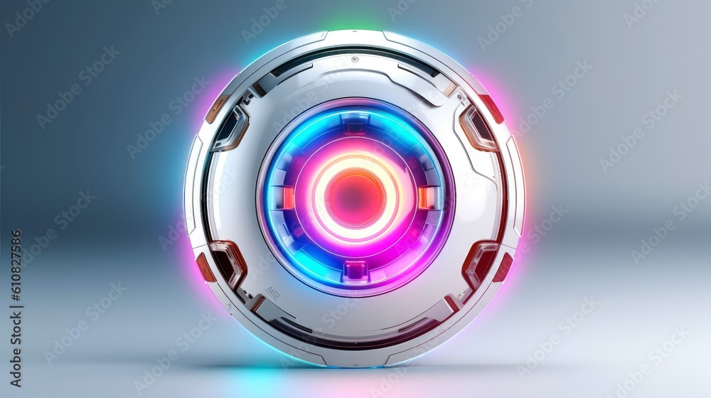 Abstract 3d button, aim control and digital interface, button technology and future tech game ...