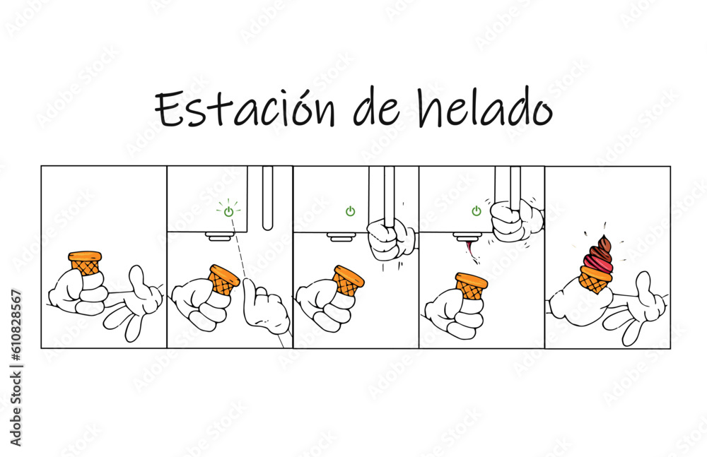 Pasos Instructivo Estación de Helado Vector SVG Stock Vector | Adobe Stock