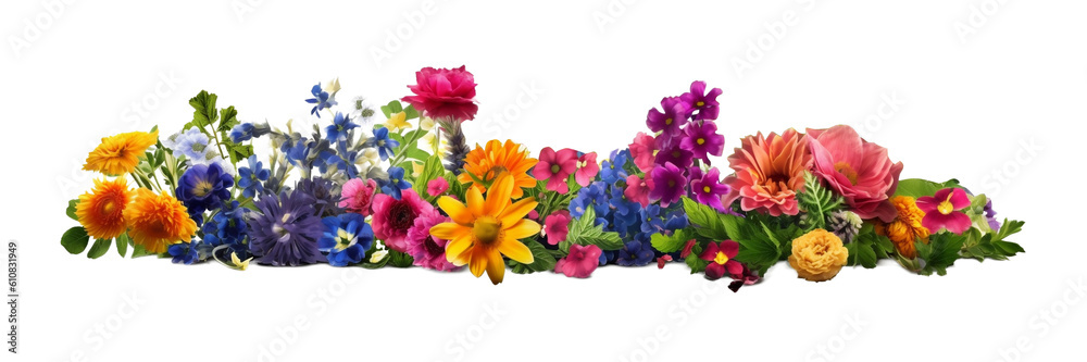 Bunch of bright colourful flowers Calgary, Alberta, Canada bush frame ...