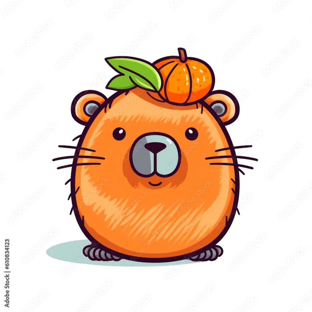 Cute Capybara with oranges : SVG Vector Illustration by AI Technology ...