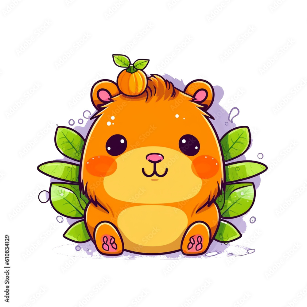 Cute Capybara with oranges : SVG Vector Illustration by AI Technology ...