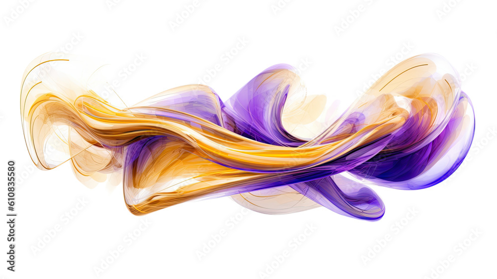 magnetic storm in gold and violet abstract colorful shape, 3d render ...