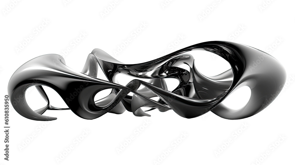 singularity in black and silver abstract colorful shape, 3d render ...