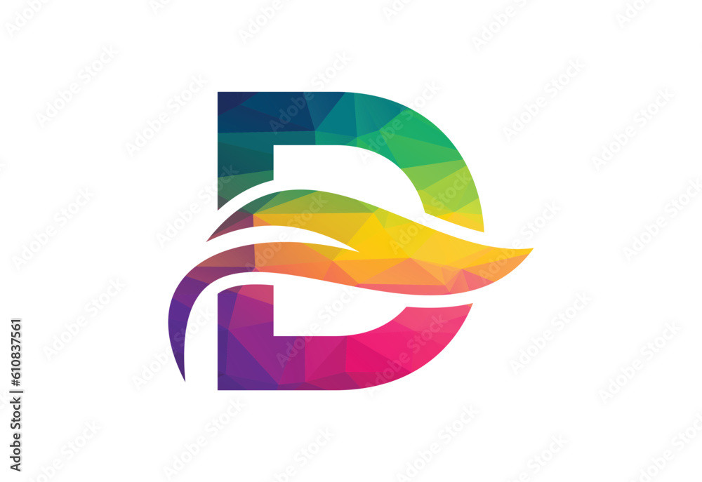 Low Poly and Initial D letter logo with Creative symbol, Vector design ...