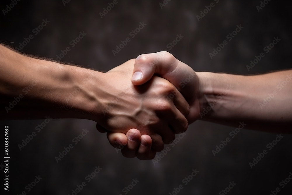 Teamwork, sports and health with handshake with people playing game for ...