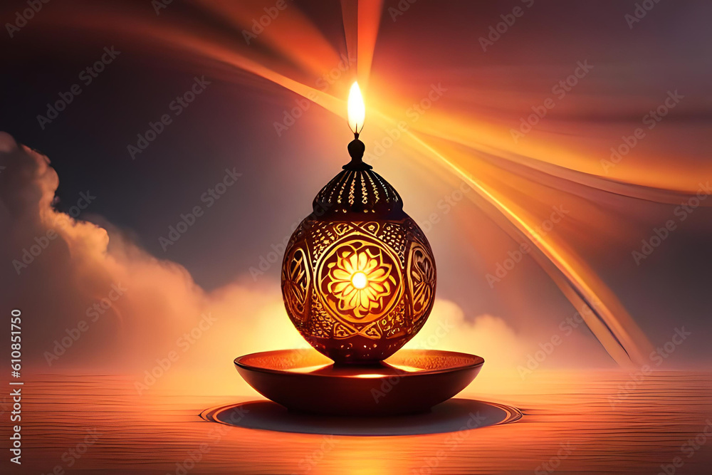 3D rendering indian lamp for diwali celebration on soft background ...