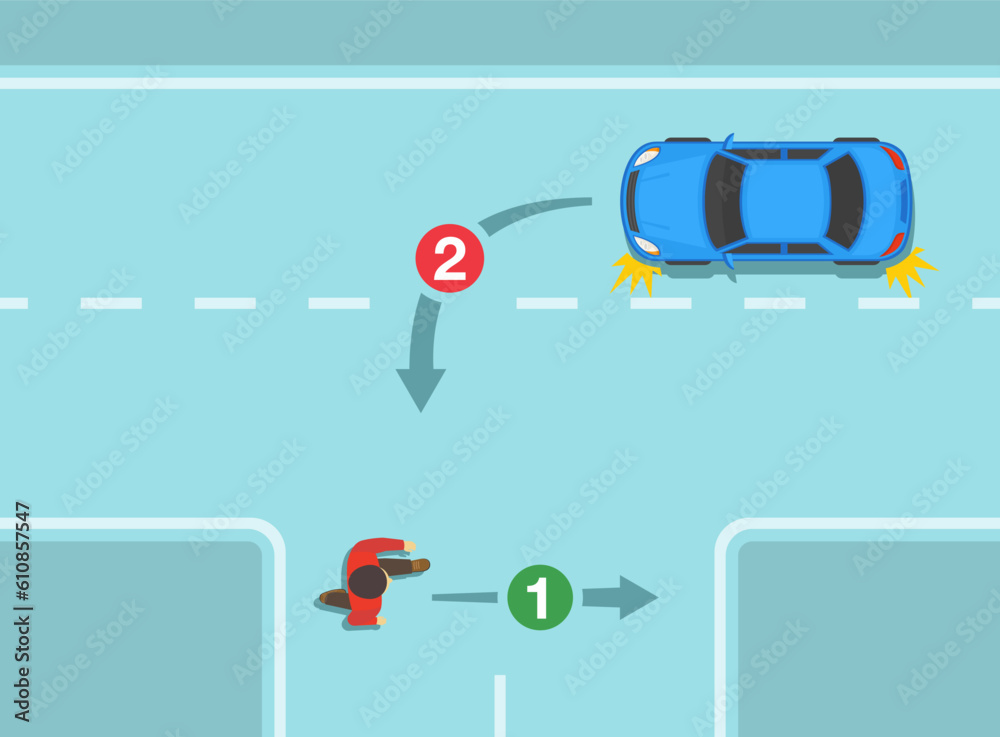 Safe driving tips and traffic regulation rules. Give way to pedestrians ...