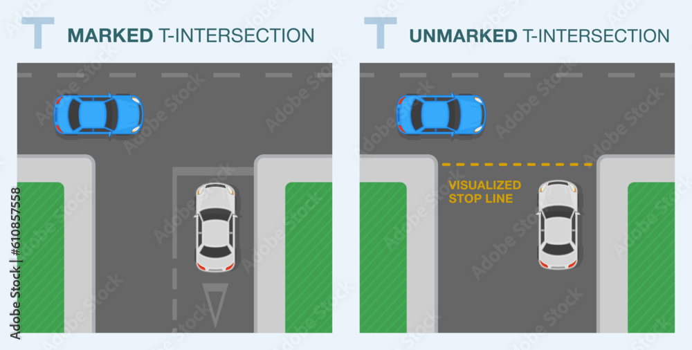 Vetor de Safe driving tips and traffic regulation rules. Differences ...
