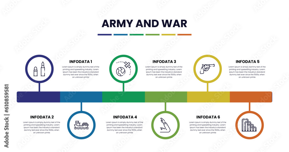 army and war outline icons. army and war icons with infographic ...