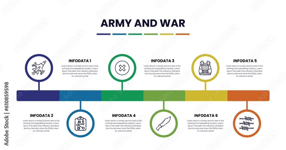 army and war outline icons. army and war icons with infographic ...