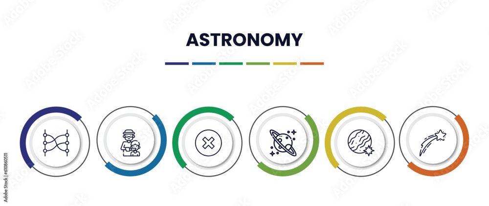 astronomy outline icons. astronomy icons with infographic template ...