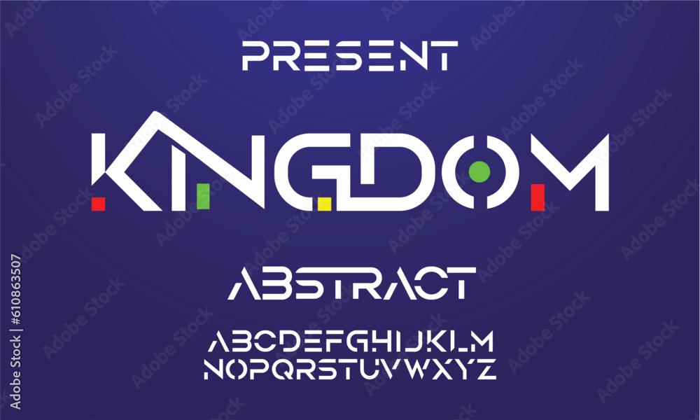 Vetor de KINGDOM Lettering Fashion Designs. Modern elegant alphabet ...