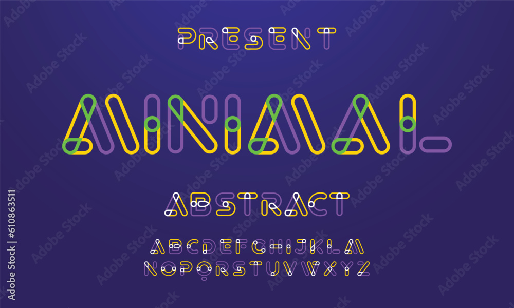 MINIMAL Double line monogram alphabet and tech fonts. Lines font ...