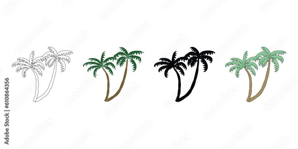 Tropical Paradise Palm Tree Vector Clipart Collection, palm tree ...