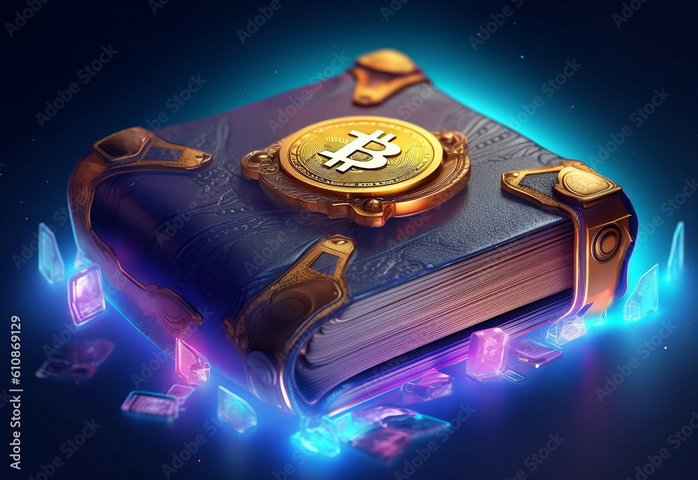 old book wallet bitcoin cryptocurrency concept photo Stock Illustration ...