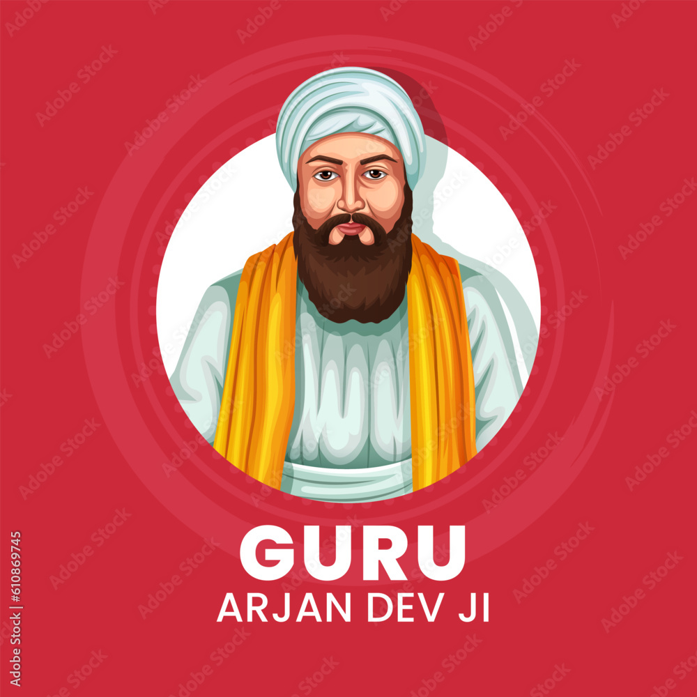 illustration of the Sikh Guru Arjan Dev Ji who is also known as the ...