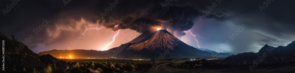 Spectacular simultaneous lightning storm and volcanic eruption ...