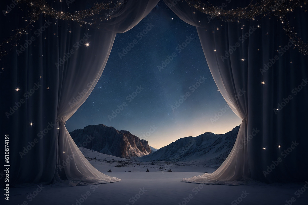 Beautiful Backdrop with Nature Landscape at Night and Light from Stars ...