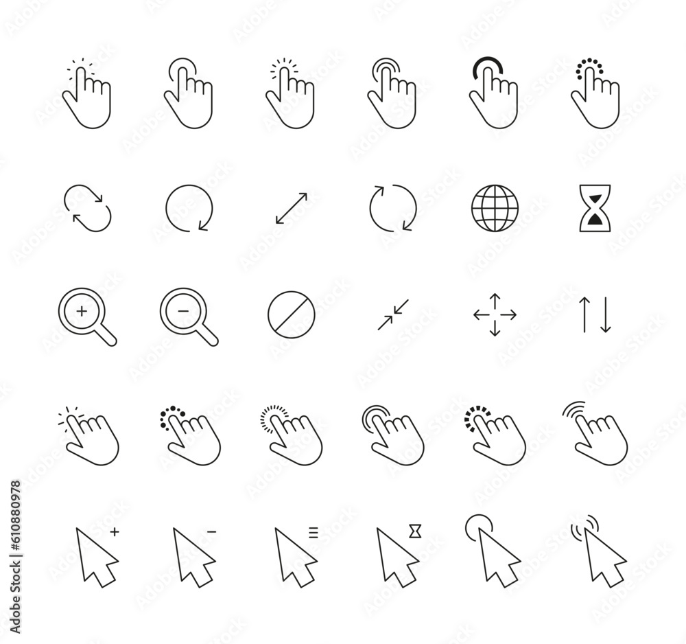 Vetor de Click cursor icons. Computer clicking pointer icon arrow and ...