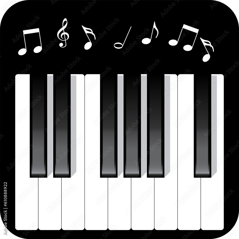 Piano icon and keys of piano concept modern music print and web design ...