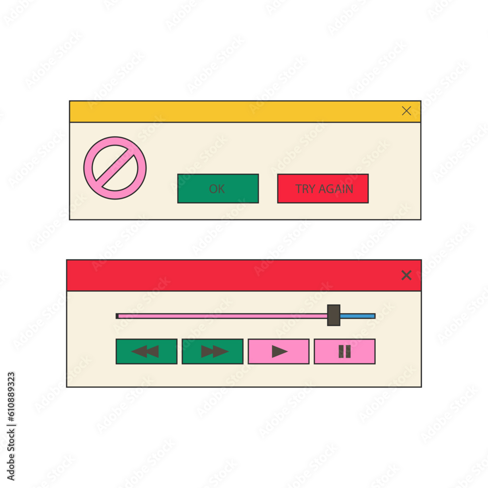 Cute retro UI shape set. Social media stories and posts with old ...