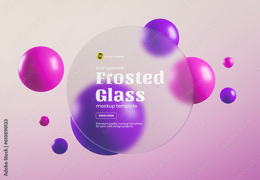 Circle Frosted Glass Mockup Stock Template | Adobe Stock