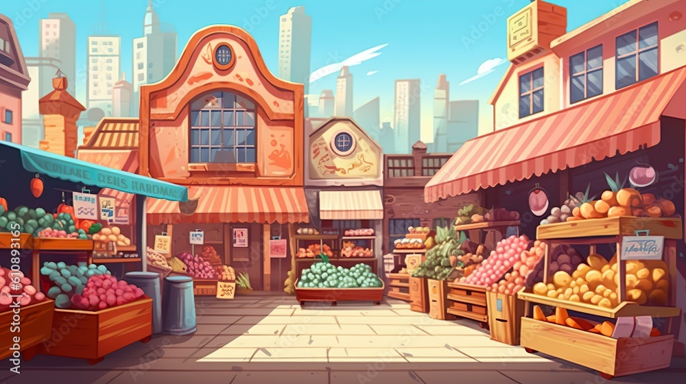 Abstract background city market. An illustration capturing the vibrant ...