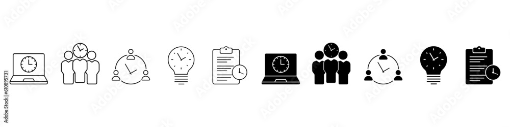Time management icon vector set. deadline illustration sign collection ...