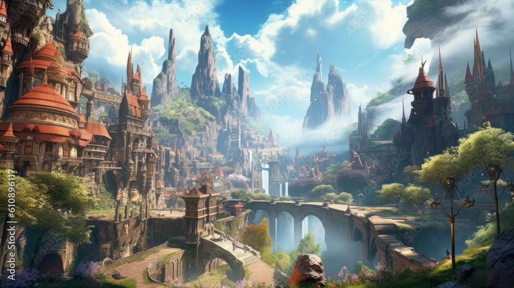 MMORPG game art environment Stock Illustration | Adobe Stock