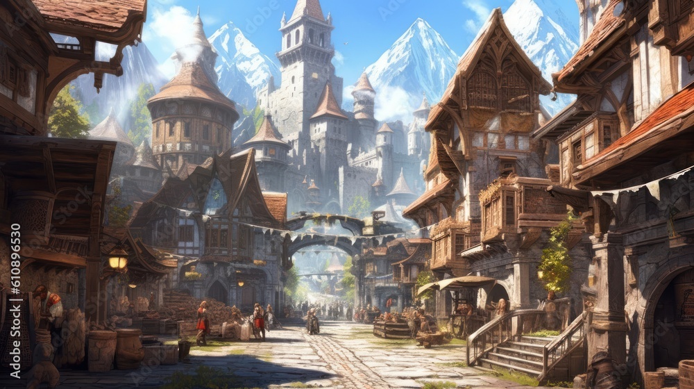MMORPG game art environment Stock Illustration | Adobe Stock