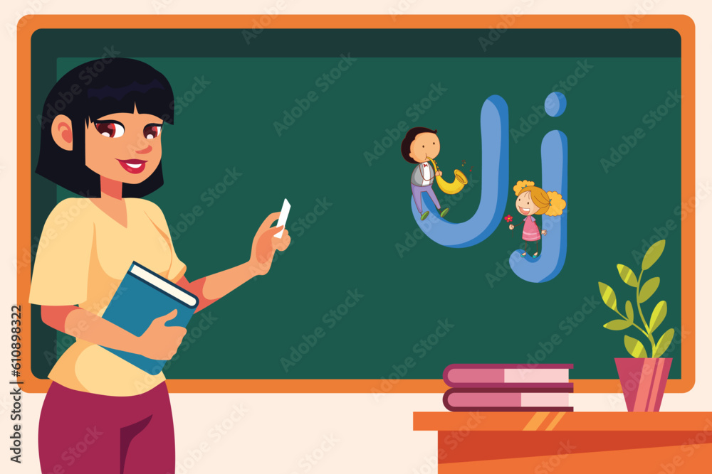 Female Teacher teaching a alphabets on kids Free vector english ...
