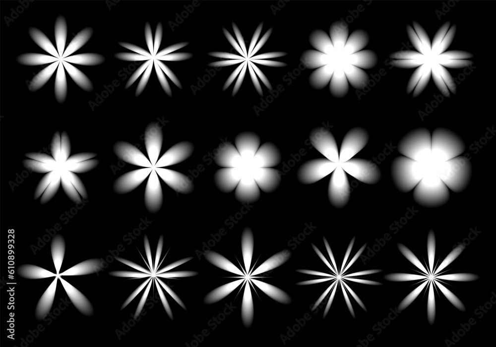 White blurred flower shapes collection. Blurry forms with soft edges ...