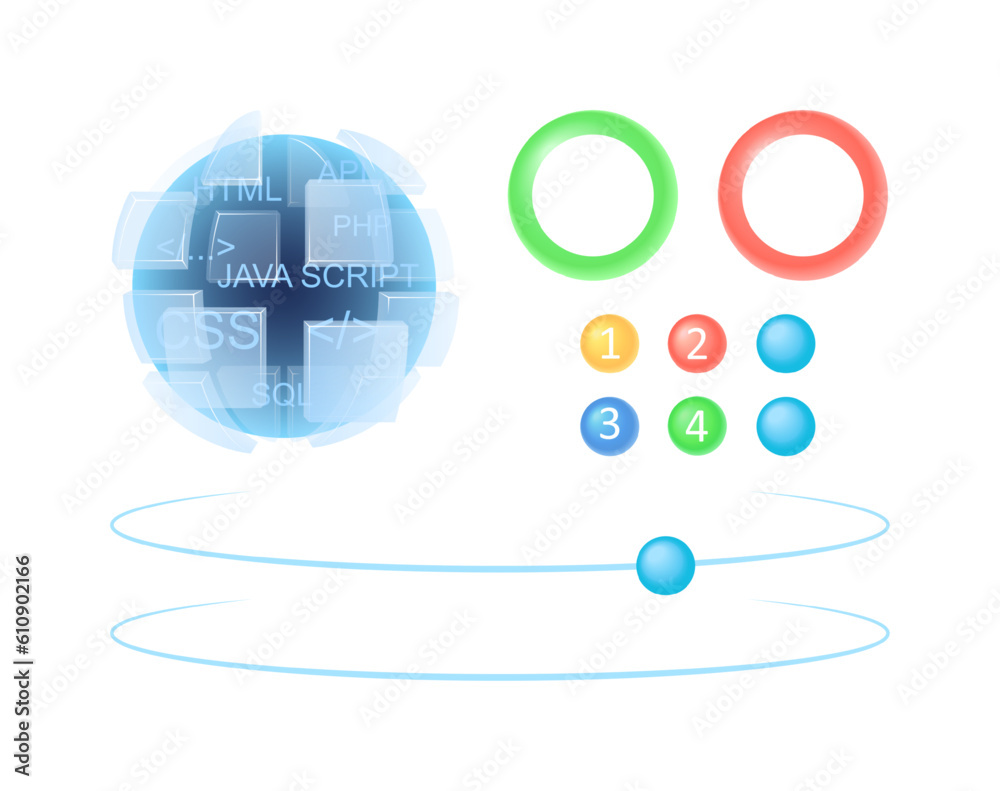 Vetor de Programming science infographic chart design element set. Abstract vector symbols for ...