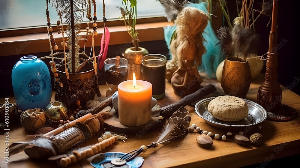 Still life composition that encapsulates the essence of spiritual ...