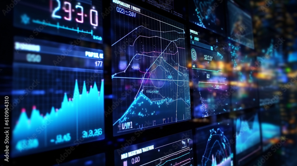 Futuristic data-driven visuals: Perspective view of digital analytics data visualization and ...