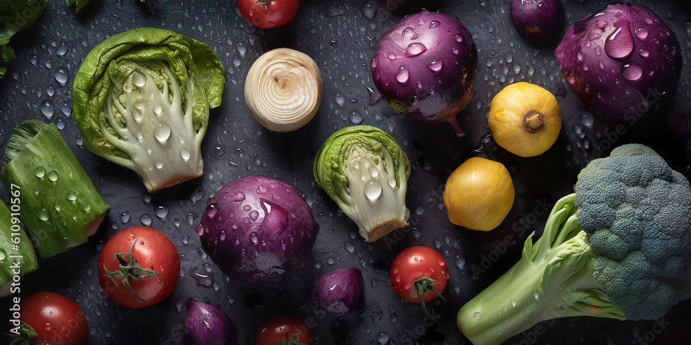 Seamless texture pattern background of healthy fruits and vegetables ...